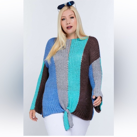 Sweaters | 77 Womens Multi Colored Open Knit Front Knot Top | Poshmark